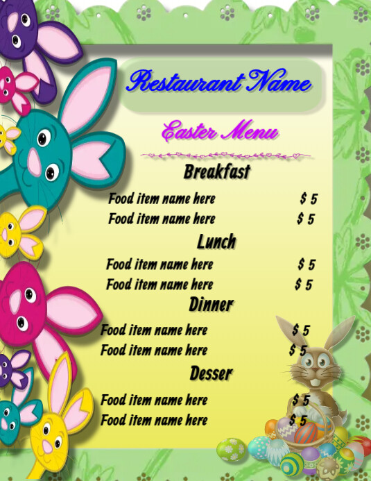 Easter Manu Template | PosterMyWall