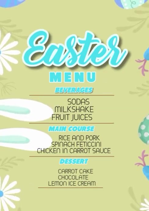 Easter Menu Ads Templat | PosterMyWall