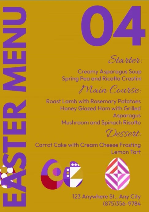 Plantilla de Easter Menu Ads | PosterMyWall