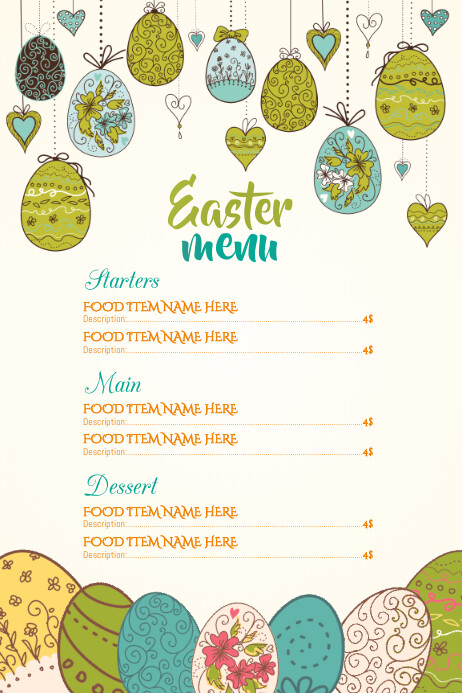 Easter Menu Card Template | PosterMyWall