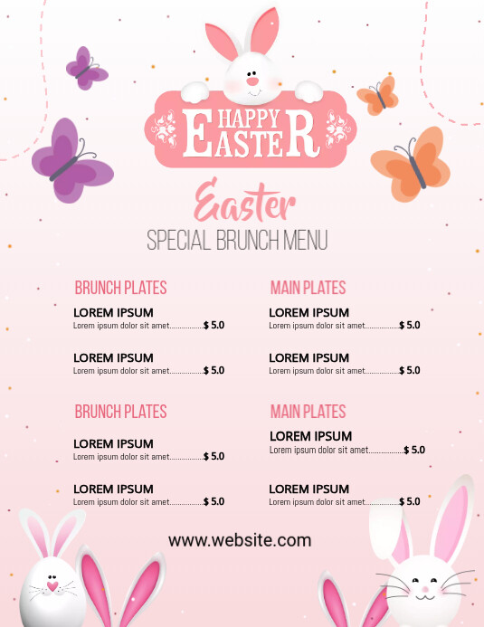 Modèle Easter Menu Card Template | PosterMyWall