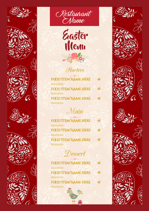 Easter Menu Card Template | PosterMyWall