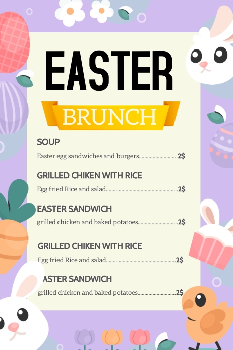 easter menu Template | PosterMyWall