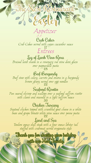 Easter Menu Template | PosterMyWall