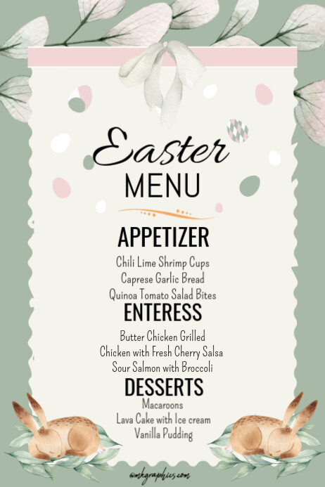 Easter menu Template | PosterMyWall