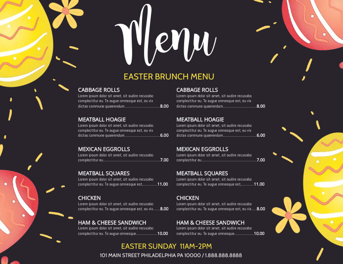 Easter menu Template | PosterMyWall