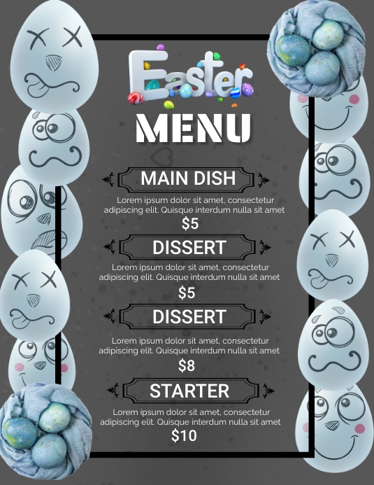 Easter menu Template | PosterMyWall