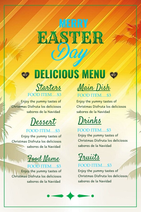 Easter Menu Template | PosterMyWall