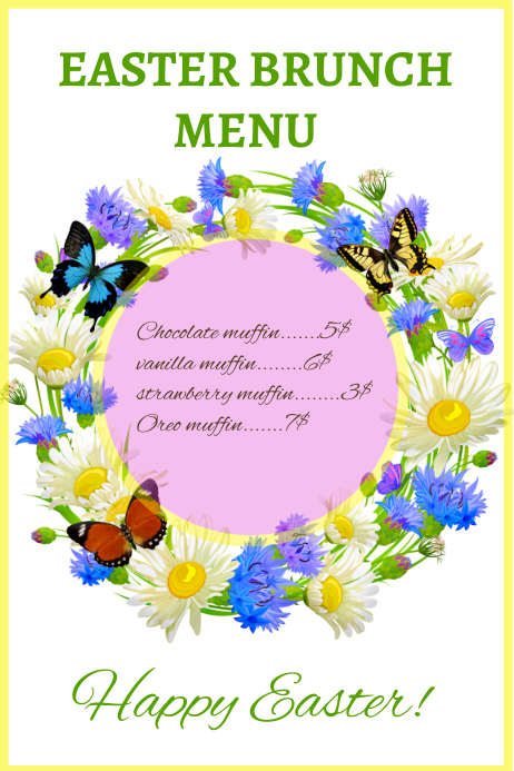 EASTER MENU flyer Template | PosterMyWall