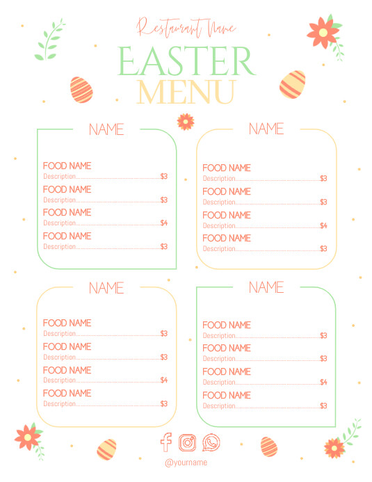 Copy of Easter Menu Flyer Simple Printable | PosterMyWall