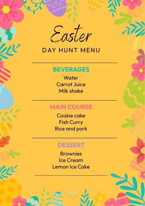 Plantilla de Easter Menu Restaurant | PosterMyWall