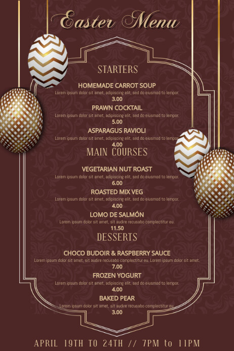 Easter Menu Template | PosterMyWall