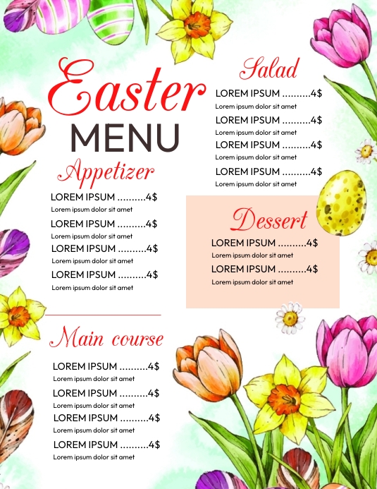 Easter Menu Template | PosterMyWall