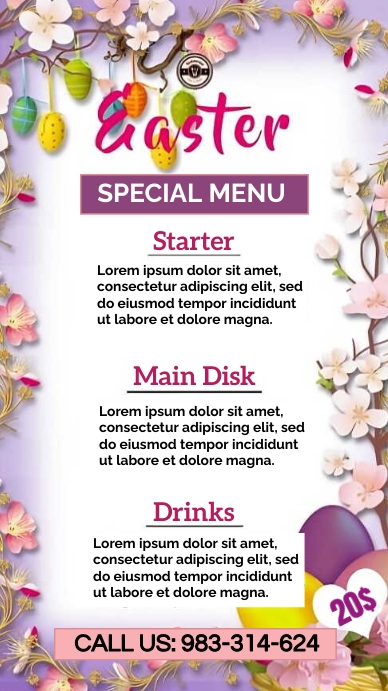 Easter Menu Templates | PosterMyWall