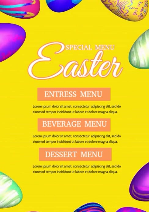 Easter Menu Yellow Template | PosterMyWall