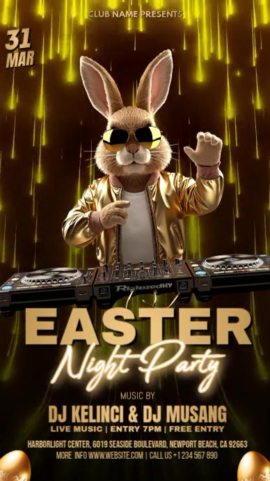 Easter Night Party Digital Display (9:16) Template | PosterMyWall