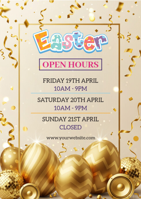 Easter Open Hours A4 Template | PosterMyWall