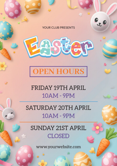 Easter Open Hours A4 Template | PosterMyWall
