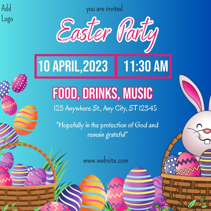 Easter party invitation, easter festival post Template | PosterMyWall
