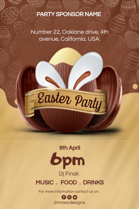 Easter Party Invitation Poster Template | PosterMyWall