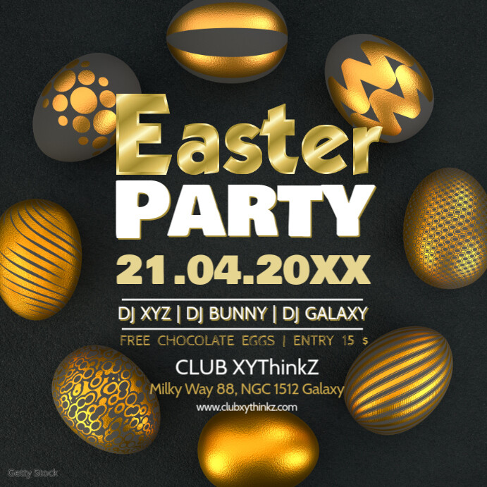 Easter Party Promo Advert Golden Glamour Squa Template | PosterMyWall