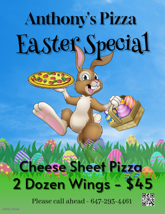 Easter Pizza (US Letter) Template | PosterMyWall