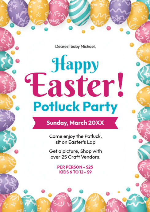 Easter Potluck Party A4 Template | PosterMyWall