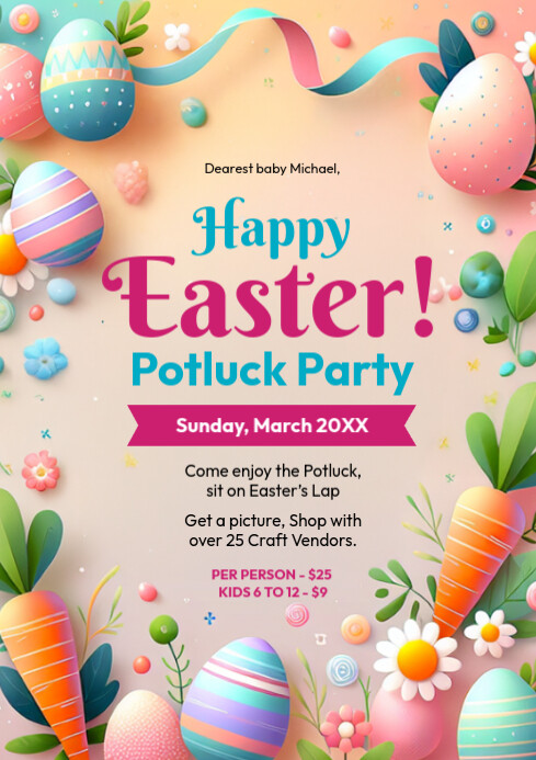 Easter Potluck Party Flyer Template | PosterMyWall
