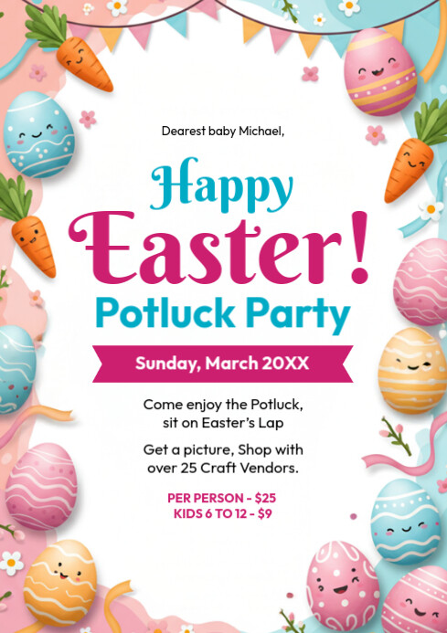 Copy of Easter Potluck Party Flyer Template | PosterMyWall