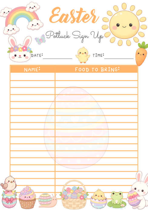 Easter Potluck Sign Up Template | PosterMyWall