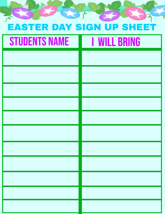 Copy of Easter potluck sign up sheet design | PosterMyWall