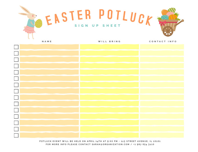 Copy of Easter Potluck Sign Up Sheet List Template Horizontal US Letter ...