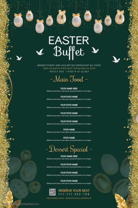 easter restaurant buffet menu Template | PosterMyWall