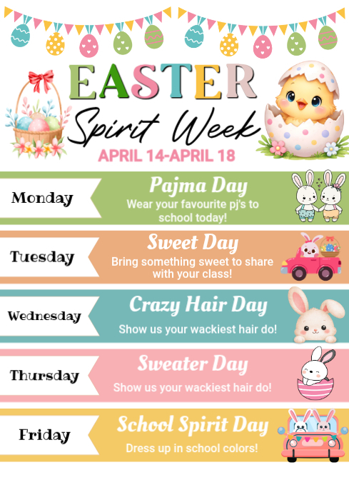 Easter-School-Spirit-Week-Flyer Template | PosterMyWall