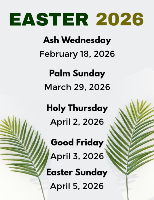 Easter Season 2026 Dates Schedule Poster Flyer Banner Ash Wednesday ...