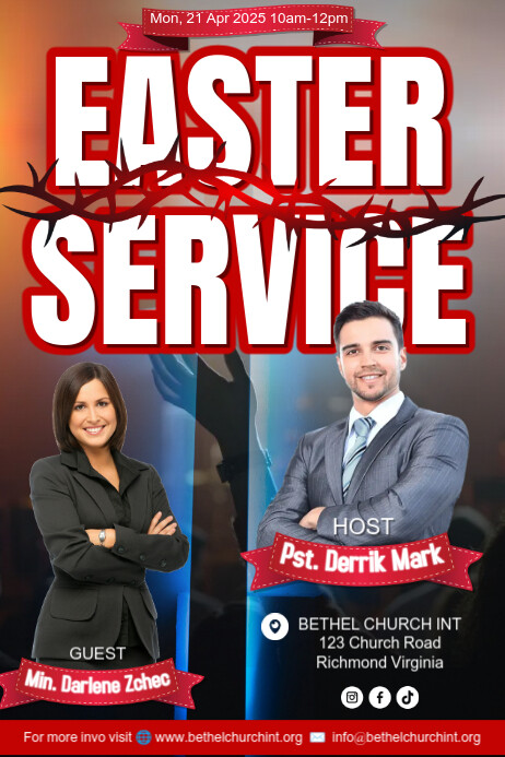 Easter Service Poster Template | PosterMyWall