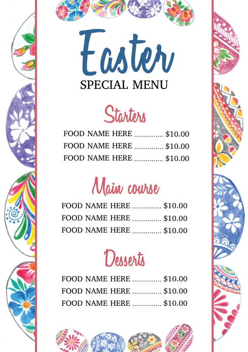 Easter special menu Template | PosterMyWall