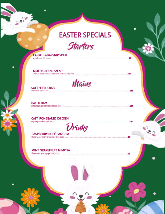 Easter Specials Menu Template | PosterMyWall