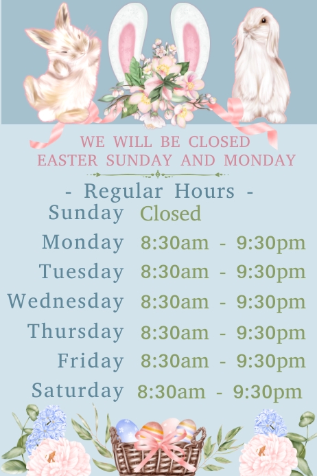 Copy of Easter Store Hours Door Sign | PosterMyWall