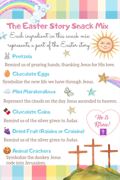 Easter Story Snack Mix Tags Template | PosterMyWall