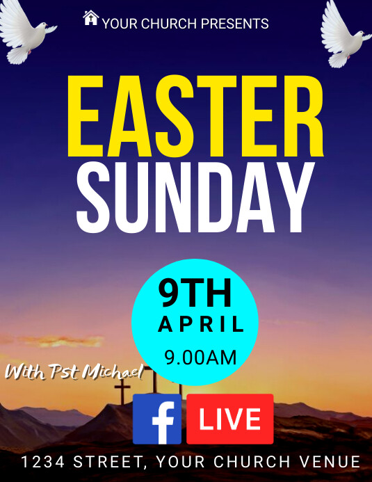 Easter Sunday, Easter, Easter service Template | PosterMyWall