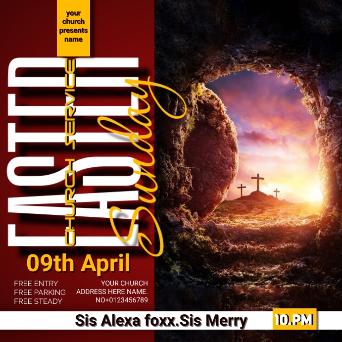 Easter Sunday CHURCH service Template | PosterMyWall