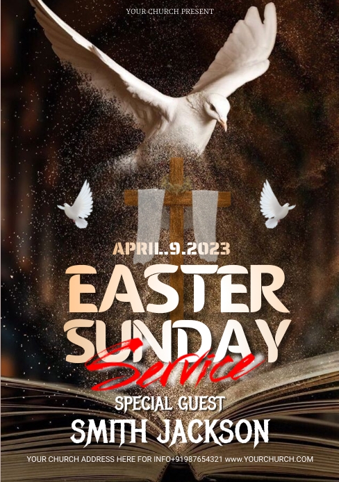 Easter sunday church service Template | PosterMyWall