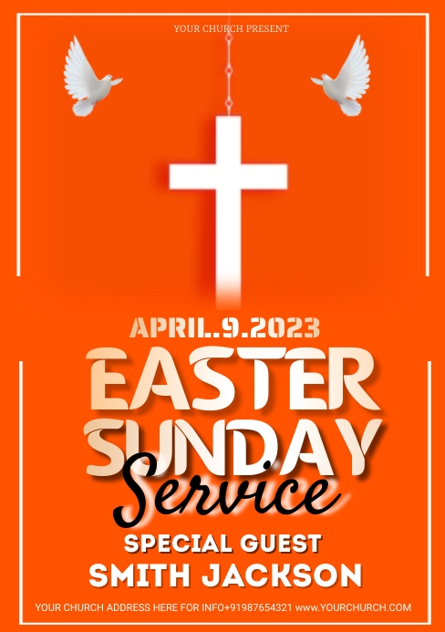 Easter sunday church service Template | PosterMyWall