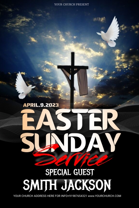 Easter sunday church service Template | PosterMyWall