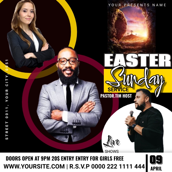 Easter Sunday CHURCH service Template | PosterMyWall