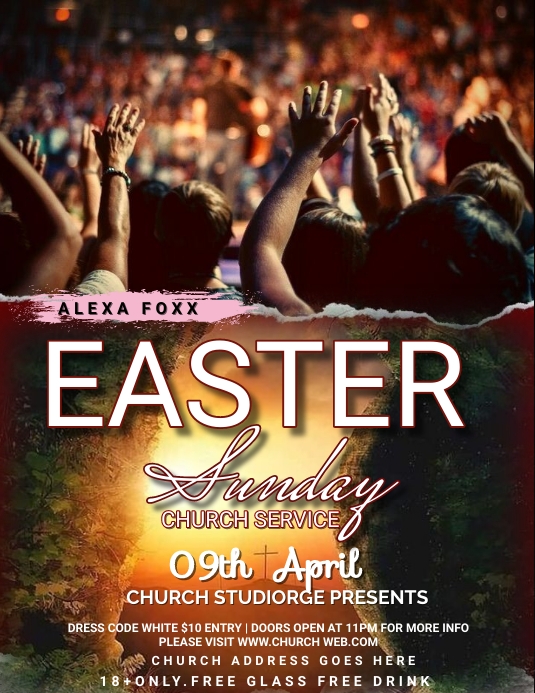 Easter Sunday CHURCH service Template | PosterMyWall