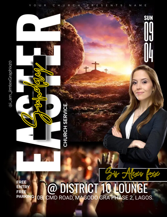 Easter Sunday CHURCH service Template | PosterMyWall