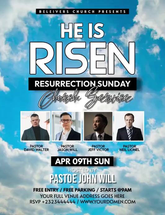 Easter sunday church service Template | PosterMyWall