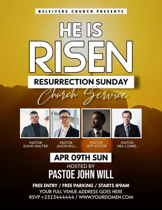 Easter sunday church service Template | PosterMyWall